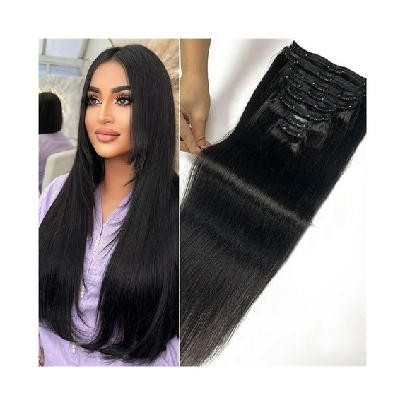 10-26 Inch 120g 8Pcs Clip in Hair Extensions, Straight Hair Double Weft ...