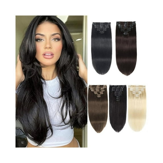 10-26 Inch Clip in Human Hair Extensions 120g 8Pcs Brazilian Remy Hair ...