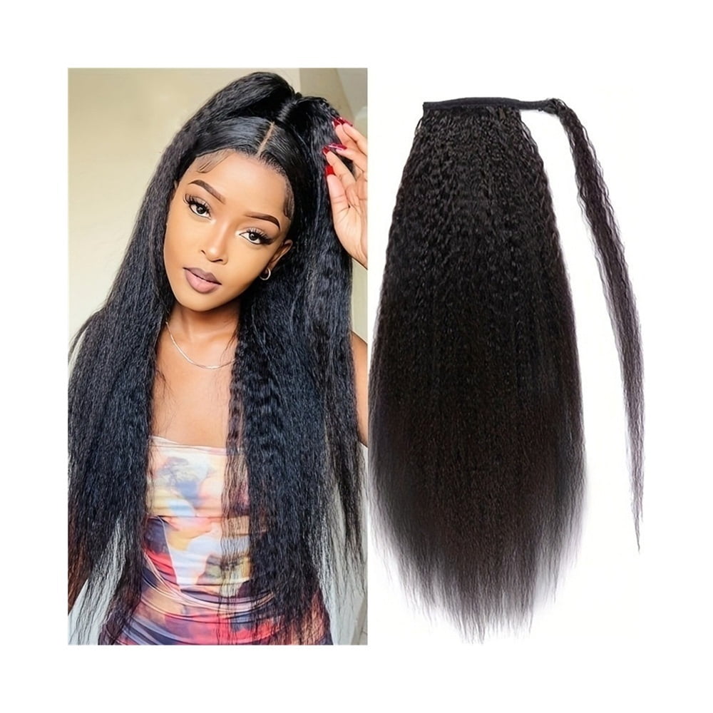 10-26 Inch Kinky Straight Human Hair Ponytail Extension Full End ...