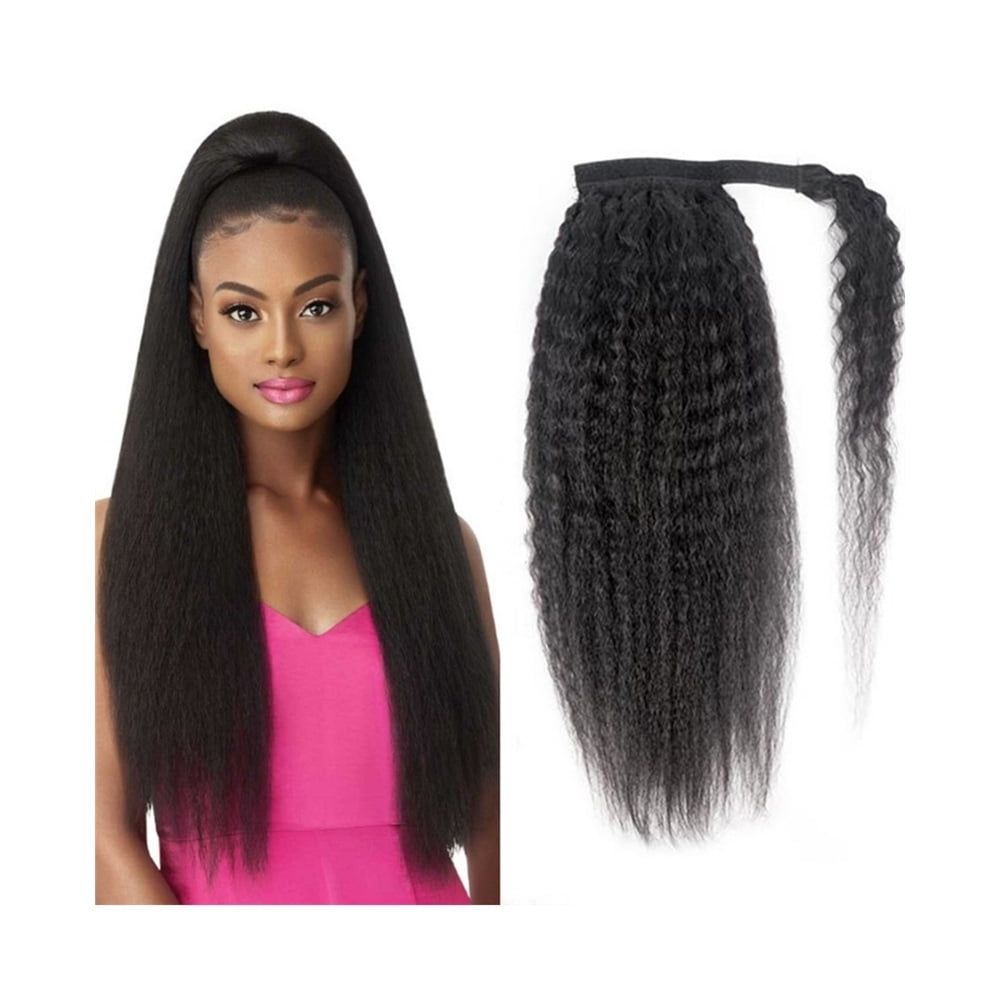 10-26 Inch Kinky Straight Ponytail Extension Wrap Around Ponytail Clip ...