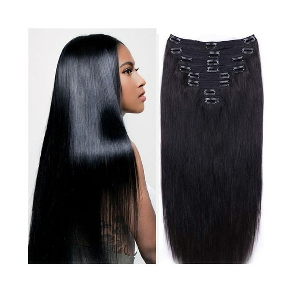 10-26 Inch Long Straight Clip in Hair Extensions Human Hair Seamless ...