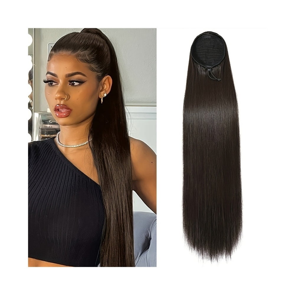 10-26 Inch Long Straight Hair Ponytail Drawstring Ponytail Extensions ...