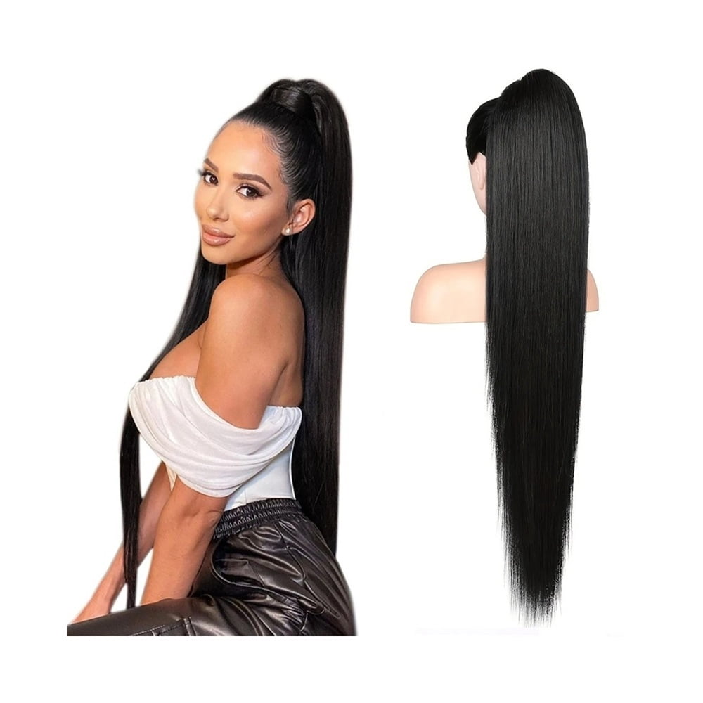 10-26 Inch Long Straight Ponytail Extensions Natural Color Brazilian ...