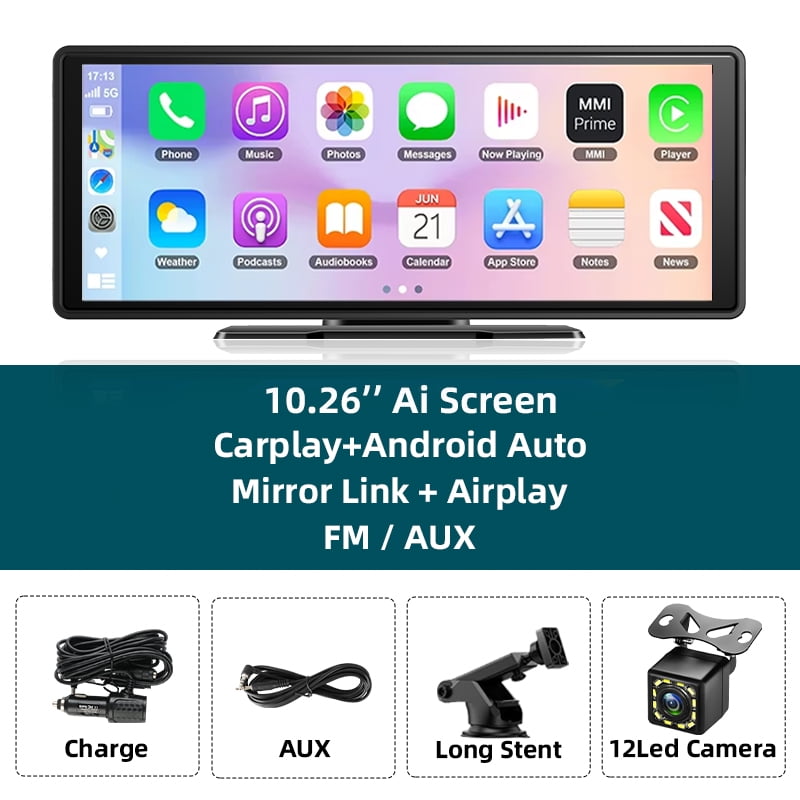10.26 Inch Portable Wireless Carplay Screen HD Rear Reversing Camera ...