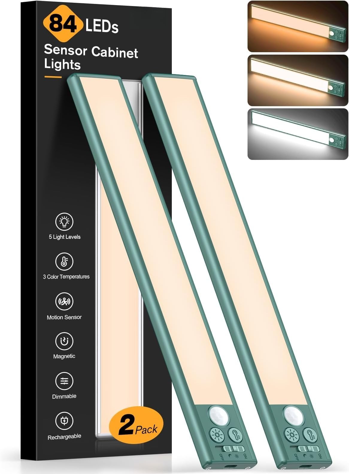 10.2inch Under Cabinet Lighting -84 Bright,3-Color& 5 Level Brightness ...