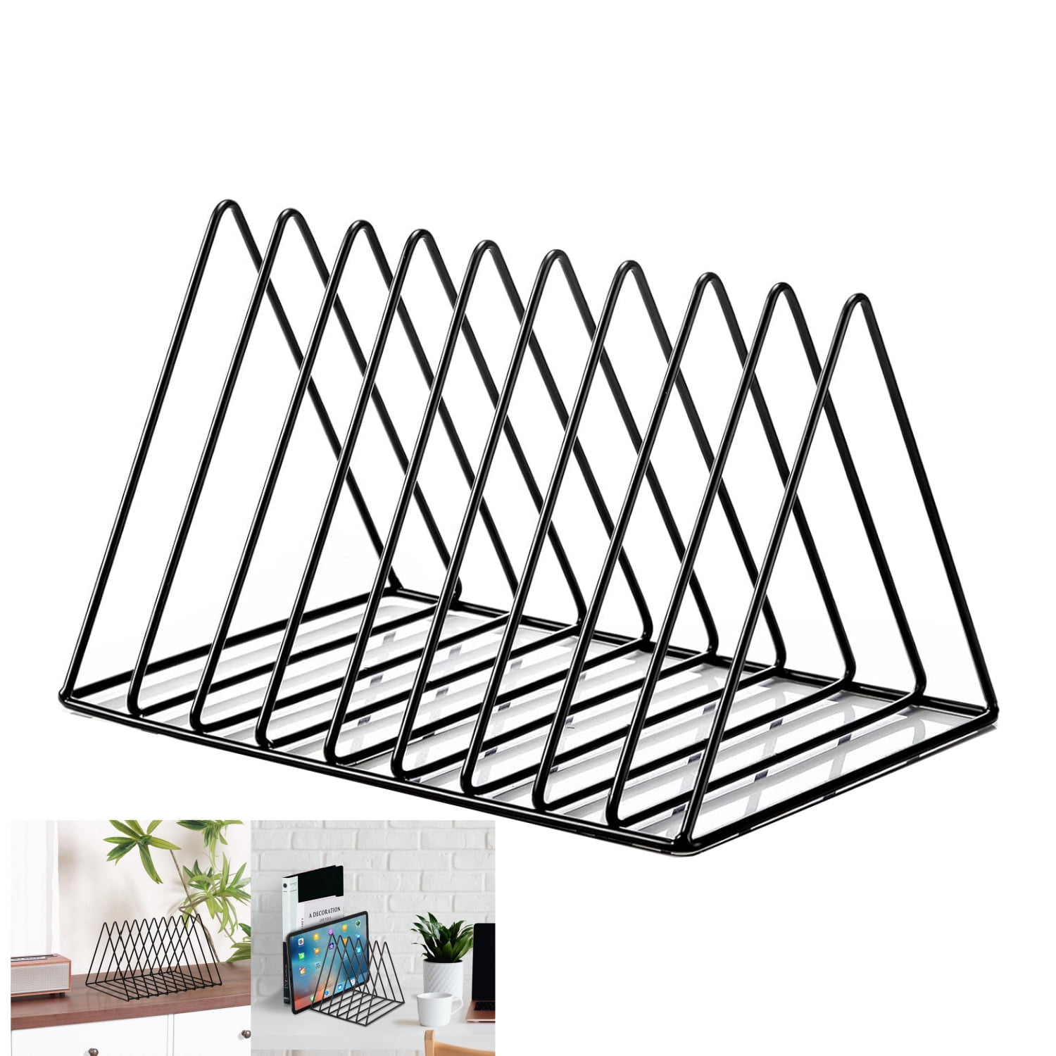 10.2x7x5.9In Reusable Triangle File Holder,Black Iron Desktop Magazine ...