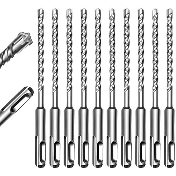 10 3/16" x 6" SDS Rotary Hammer Drill Bits Set, Carbide Tip, Masonry ...