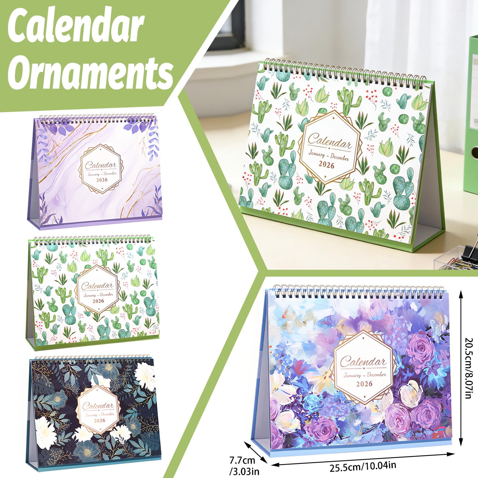 10"×3"×8" Desktop Calendar 2026 Ornate Decor Calendar With Sticky Notes ...