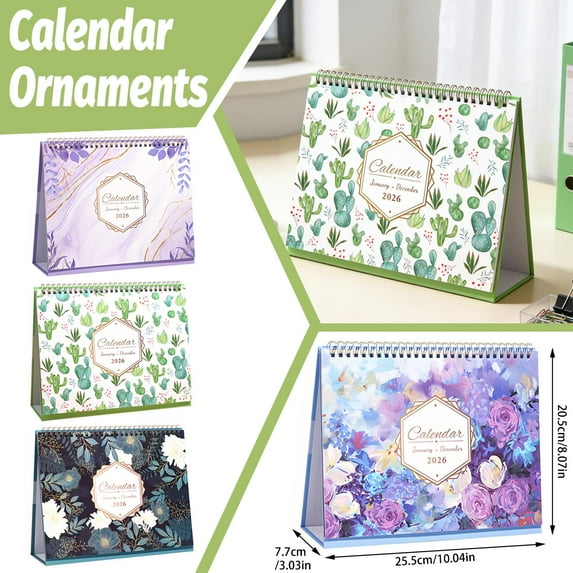 10"×3"×8" Desktop Calendar 2026 Ornate Decor Calendar With Sticky Notes ...