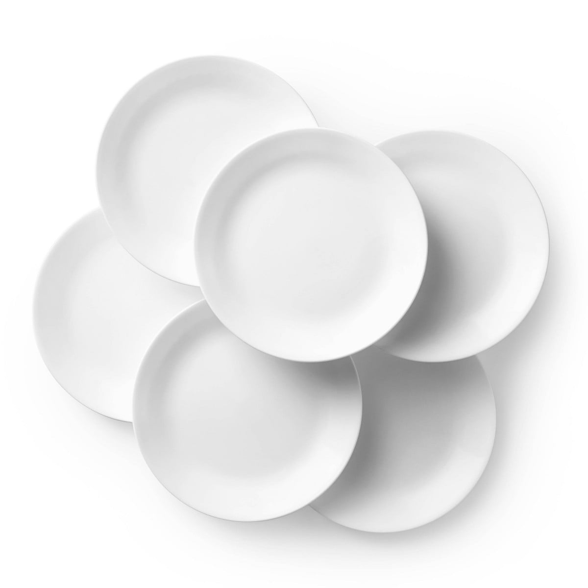 10.3-Inch Round White Glass Dinner Plates, Set of 6 - Chip-Resistant ...