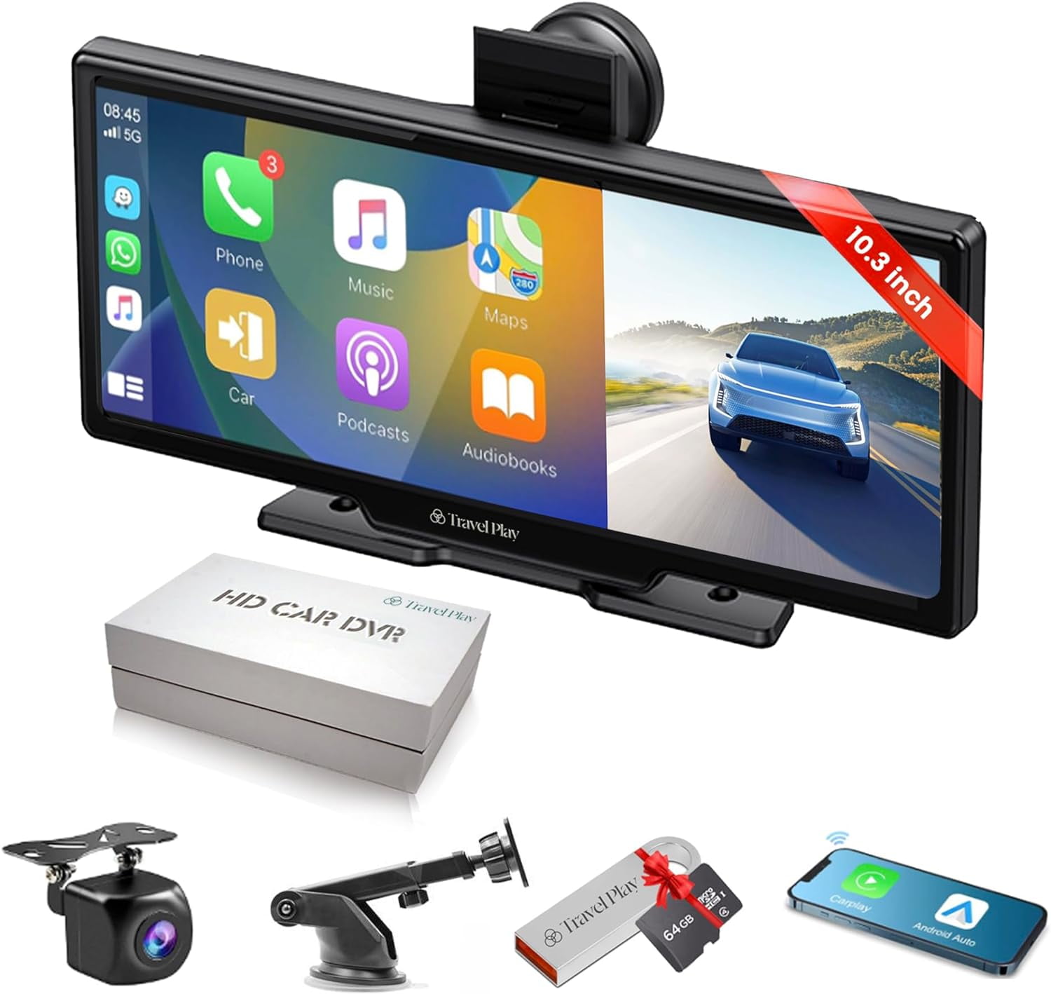 10.3-inch Touch Screen Wireless Portable Car Stereo Accessory Carplay ...