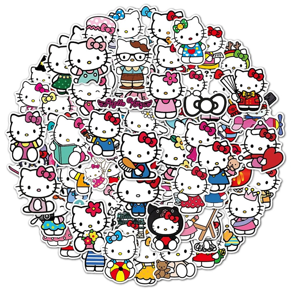 10/30/50/100PCS Cute Hello Kitty Anime Stickers Car Guitar Motorcycle ...