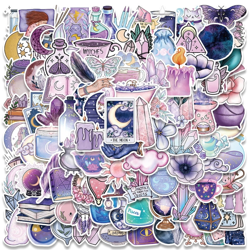 10/30/50/100pcs Cartoon Art Magic Witch Moon Crystal Cute Stickers ...