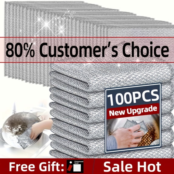 10/30/50/100pcs Double Layer Metal Wire Cleaning Cloths, Multi-Purpose ...