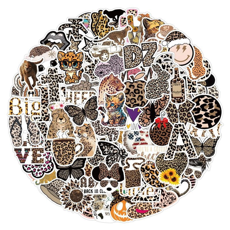 10/30/50/105Pcs Black and White Leopard Aesthetic Sticker For Snowboard ...