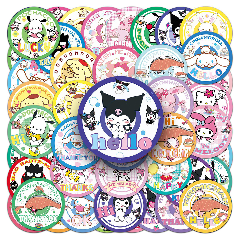 10/30/50pcs DIY Kuromi Hello Kitty Sanrio Badge Stickers Cinnamoroll ...