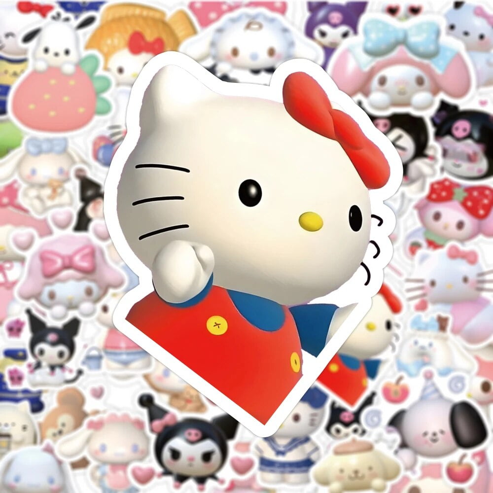 10/30/60pcs Mixed Sanrio Anime Stickers Kawaii Hello Kitty Kuromi ...