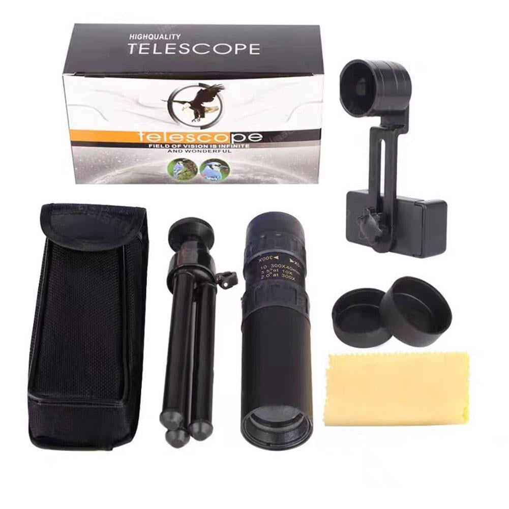 10-300X Zoom Monocular Telescope with Smartphone Adapter for HD ...