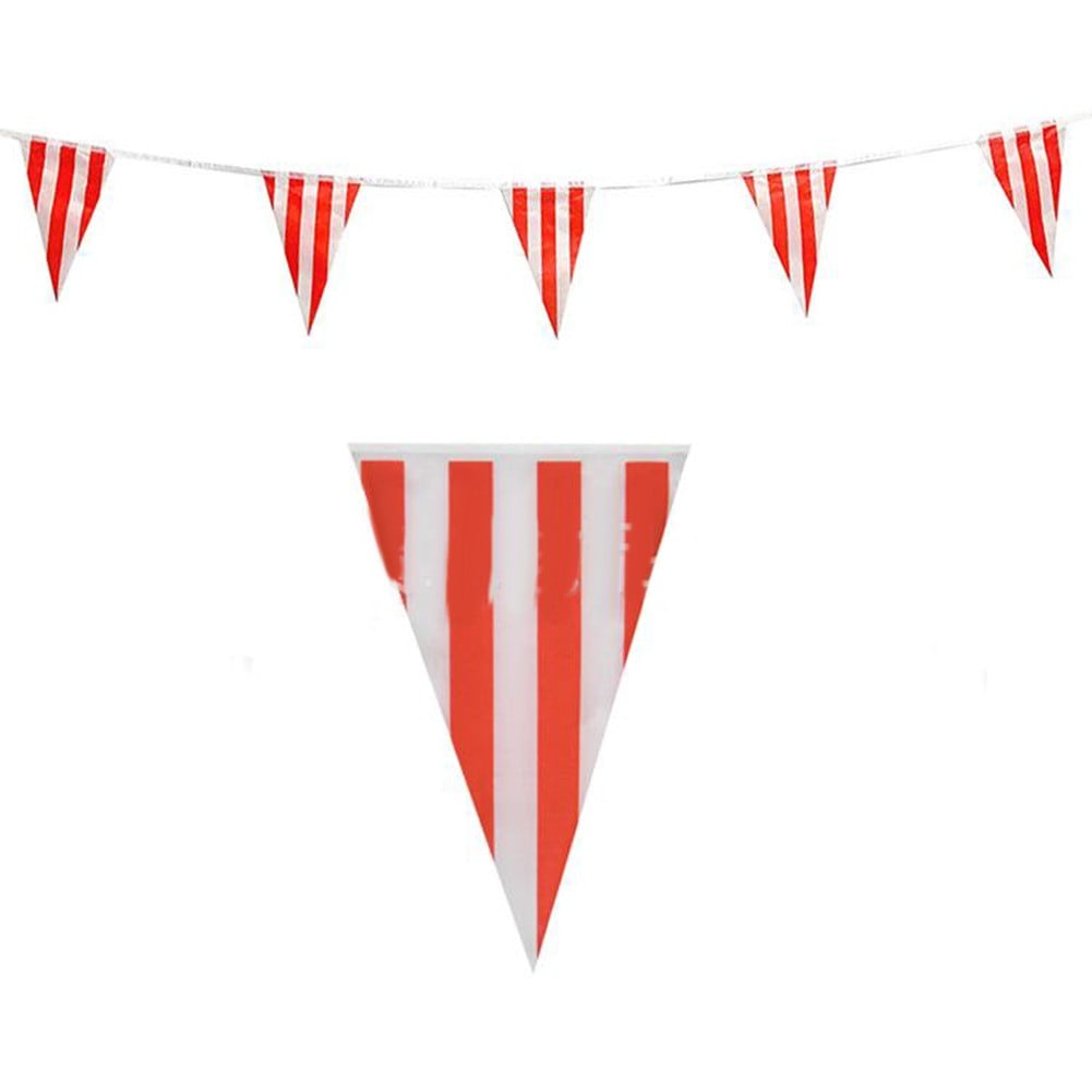 10/30M Red and White Striped Pennant Banner for Carnival Theme Parties ...