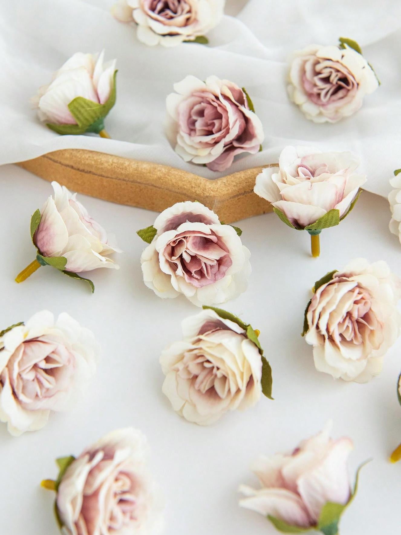 10/30PCS Artificial Flowers Rose Head And Bud DIY System Box Cake Decoration Wreath Material ...