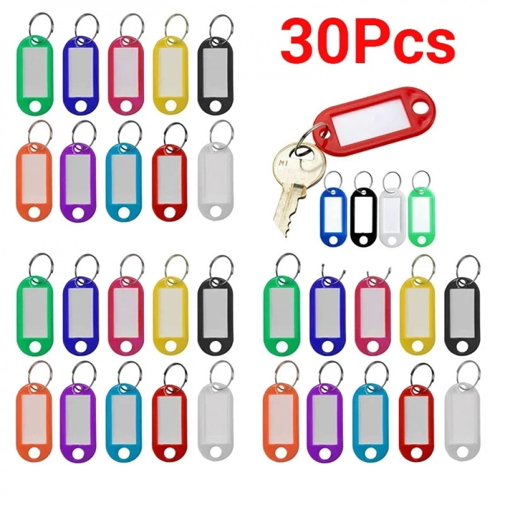 10/30Pcs 10 Colors Multicolor Plastic Keychain ID Label Tags Luggage ID ...