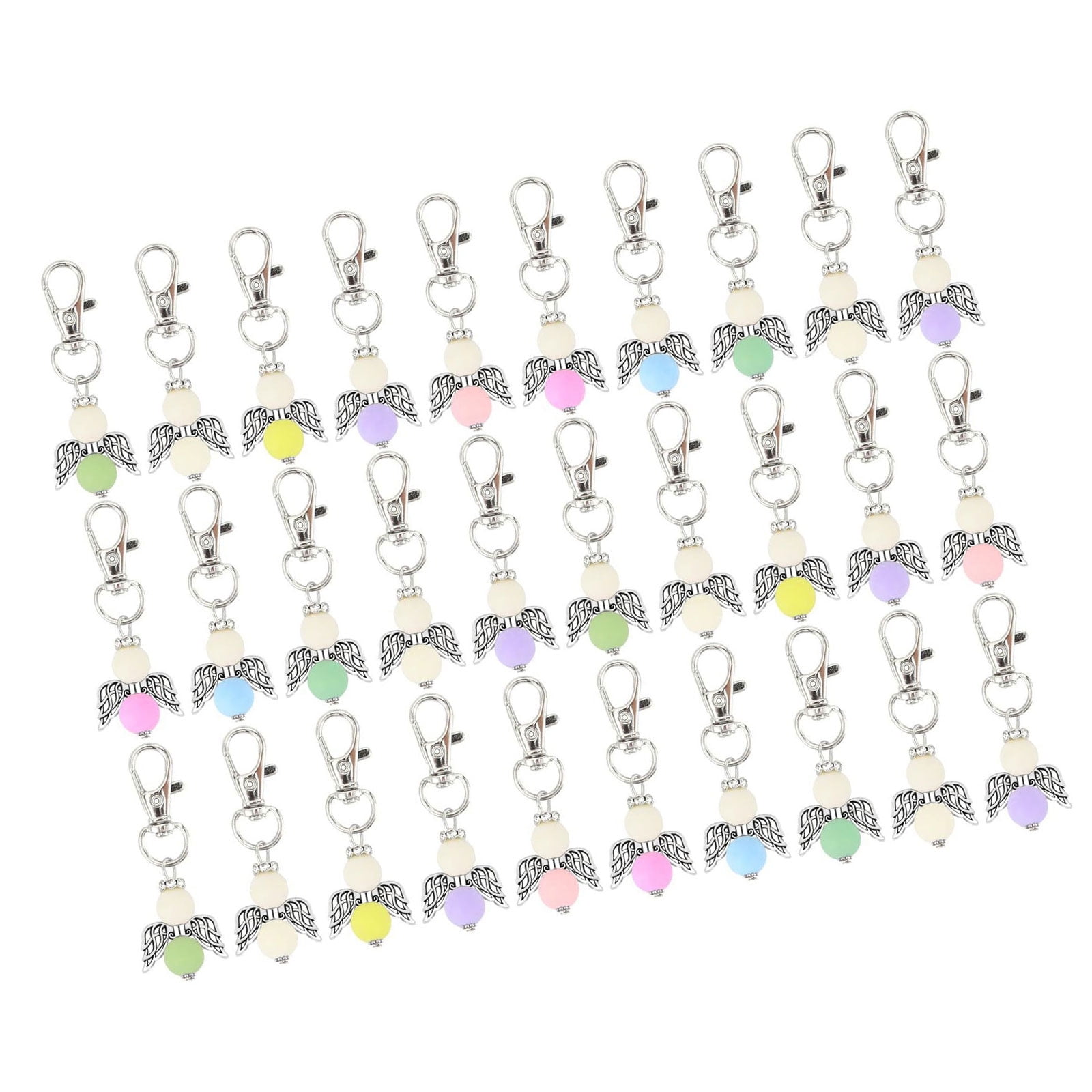 10/30Pcs Blessing Keychain Key Holder Beads Wing Pendant Keyring for ...