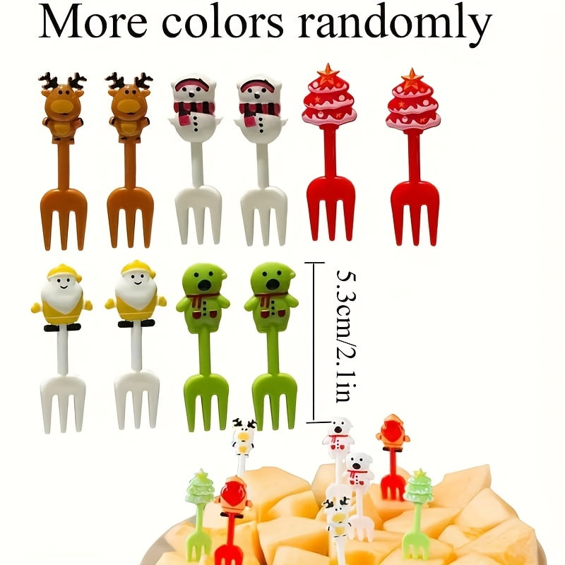 10/30pcs Christmas Fruit Forks Set Plastic Xmas Cupcake Topper Elk ...