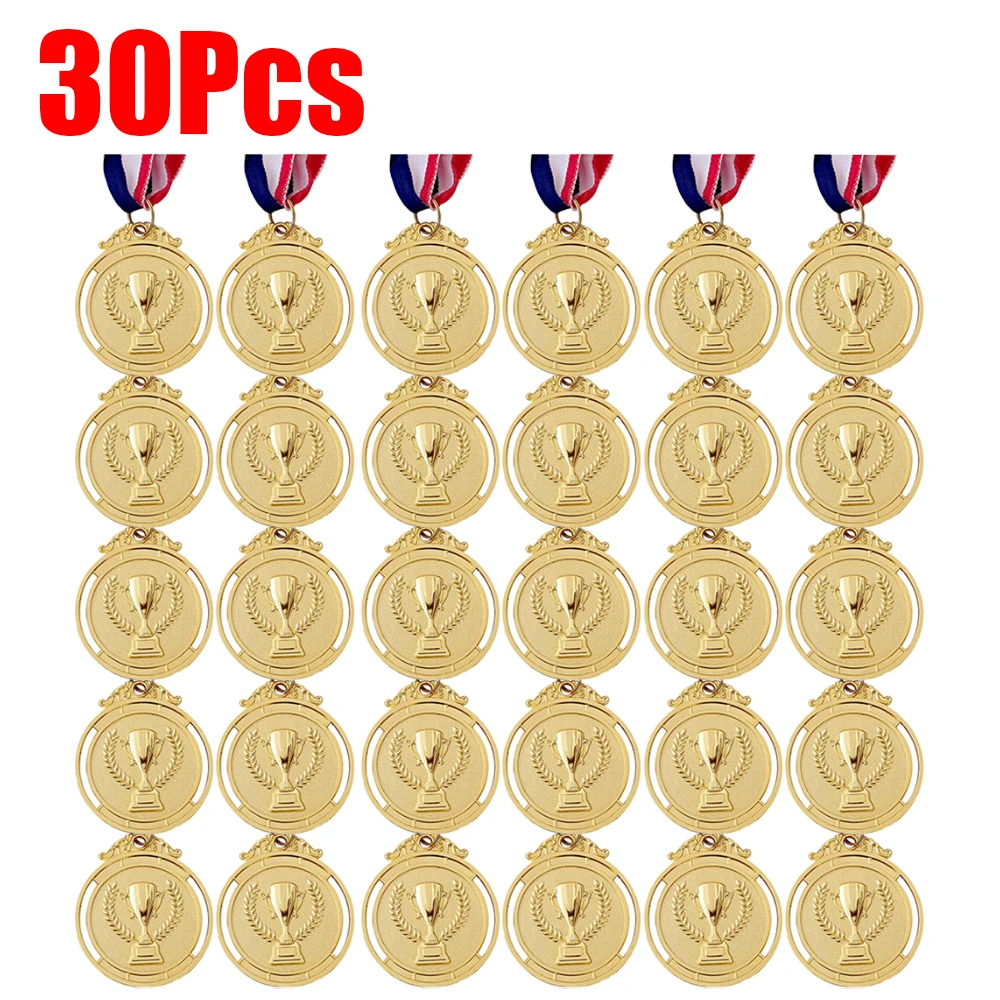 10-30xWinner Reward Gold Silver Bronze Award Medal with Neck Ribbon 1st ...