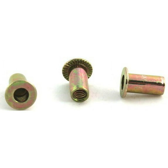 10-32 (Max Grip .130) Large Flange Blind Threaded Inserts / Steel / Zinc Yellow - 1000 Piece ...