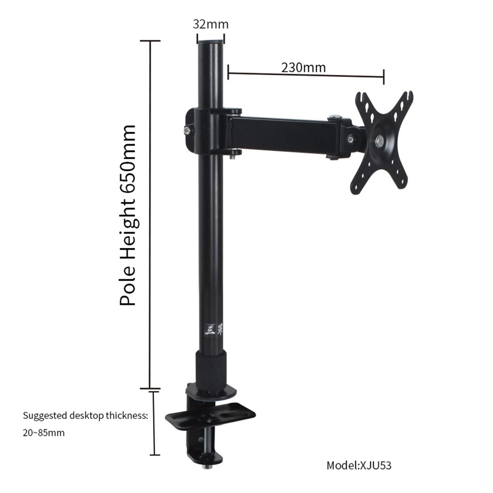 10-32" Single Screen Full Motion Desktop Monitor Mount Base Bracket LCD ...