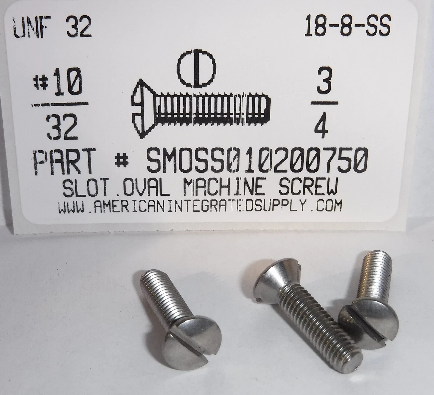 #10-32X3/4 Oval Head Slotted Machine Screws Stainless Steel (15 ...