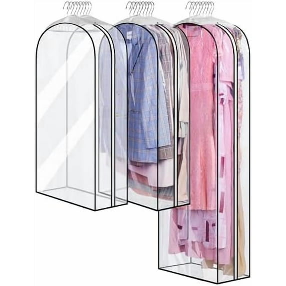 10" Gusseted All Clear Garment Bags for Hanging Clothes 40"+60" Suit ...
