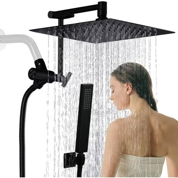 10" Metal Rain Shower Head with Handheld Spray Combo, 4 Settings Shower ...