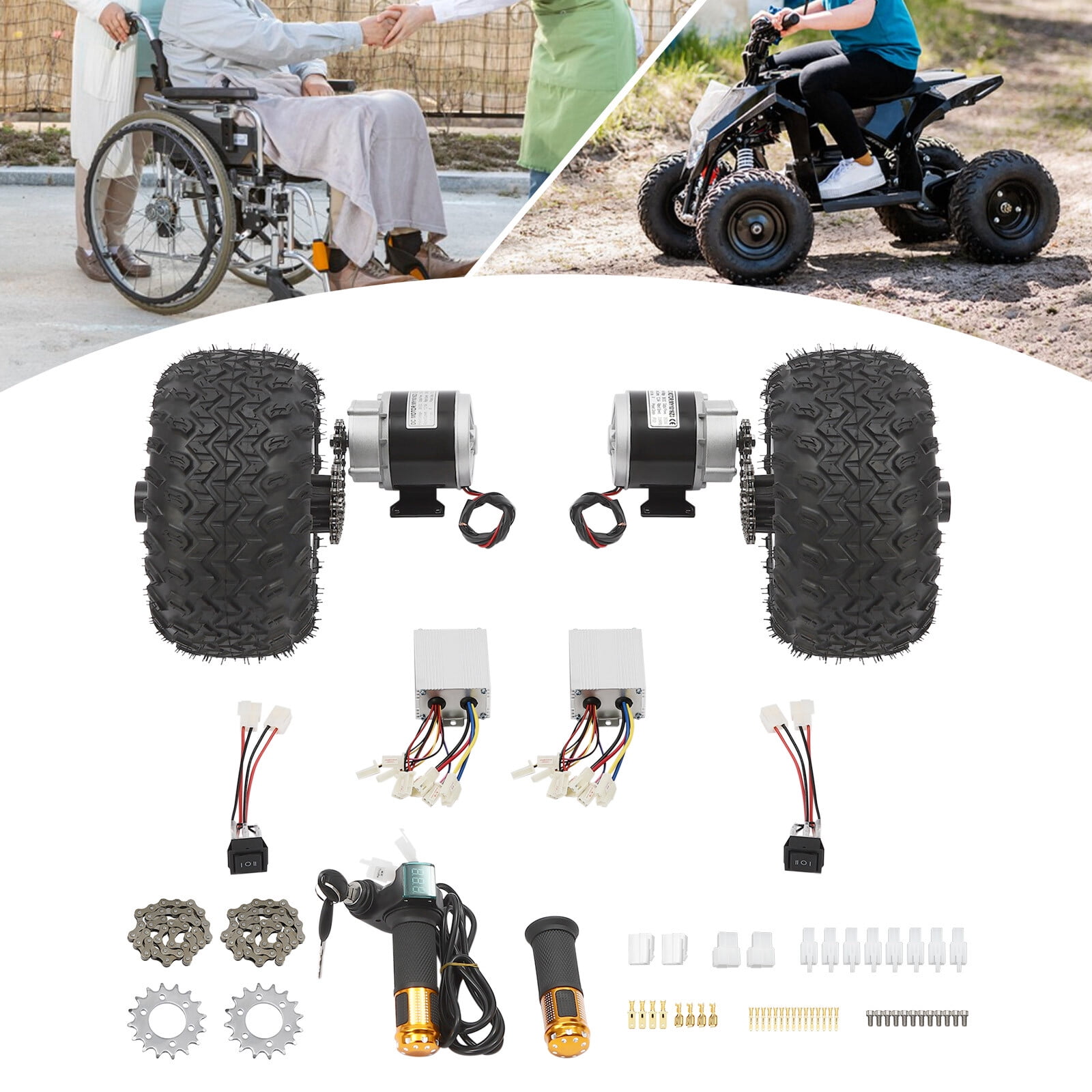 10" 350W Electric Cart ATV Beach Scooter Motor Set Air Wheel Conversion ...