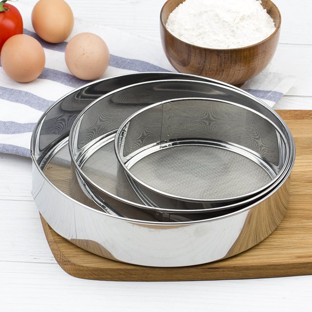 10-35cm Dia Round 304 Stainless Steel Flour Sieve Kitchen Food Bean ...