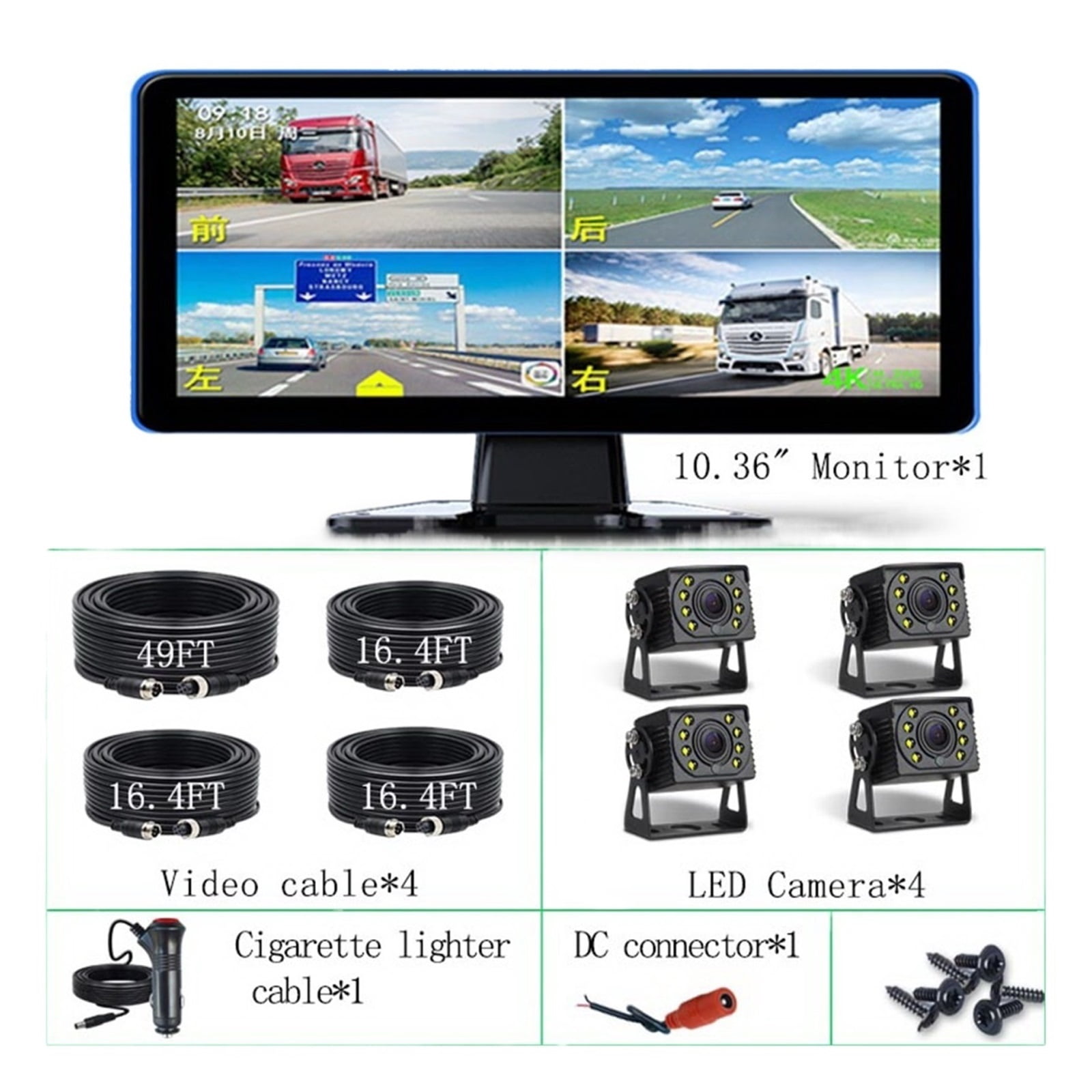 10.36 Inch Touch 4 CH Split Screen Car DVR Recorder Monitor Recorder ...