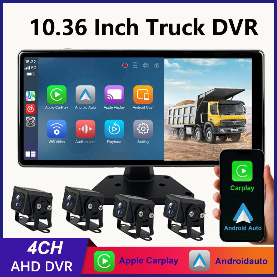 10.36" RV Backup Camera Wireless Carplay Blind Spot Radar BSD Alarm ...