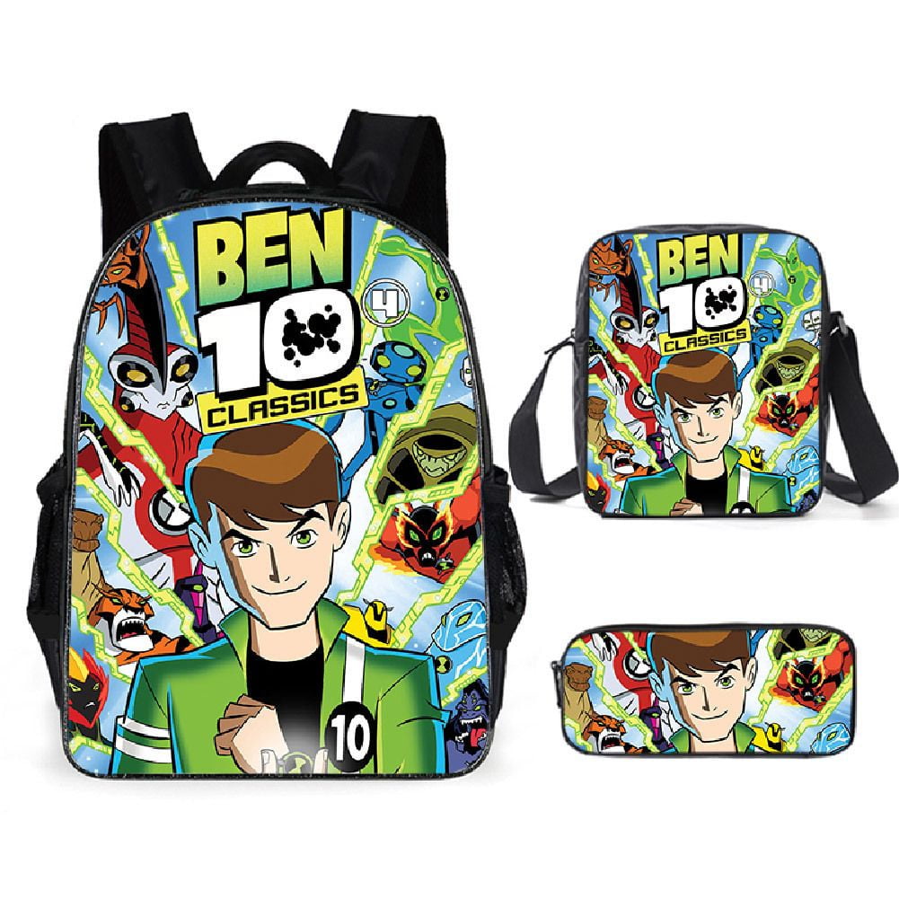 10 3PC New Cartoon Ben Backpack Large Capacity Men and Women Commuting ...