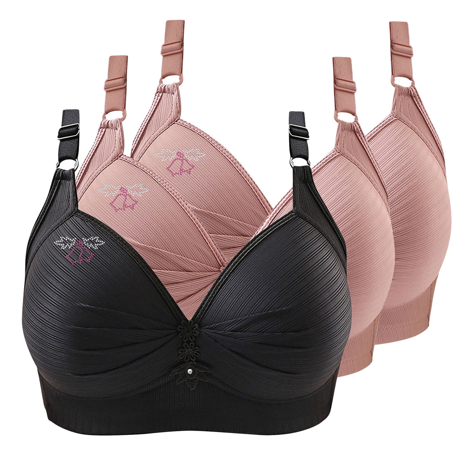 Under 10, 3PC Women's Large Daily Bra, Printing Gathered Underwear, No ...