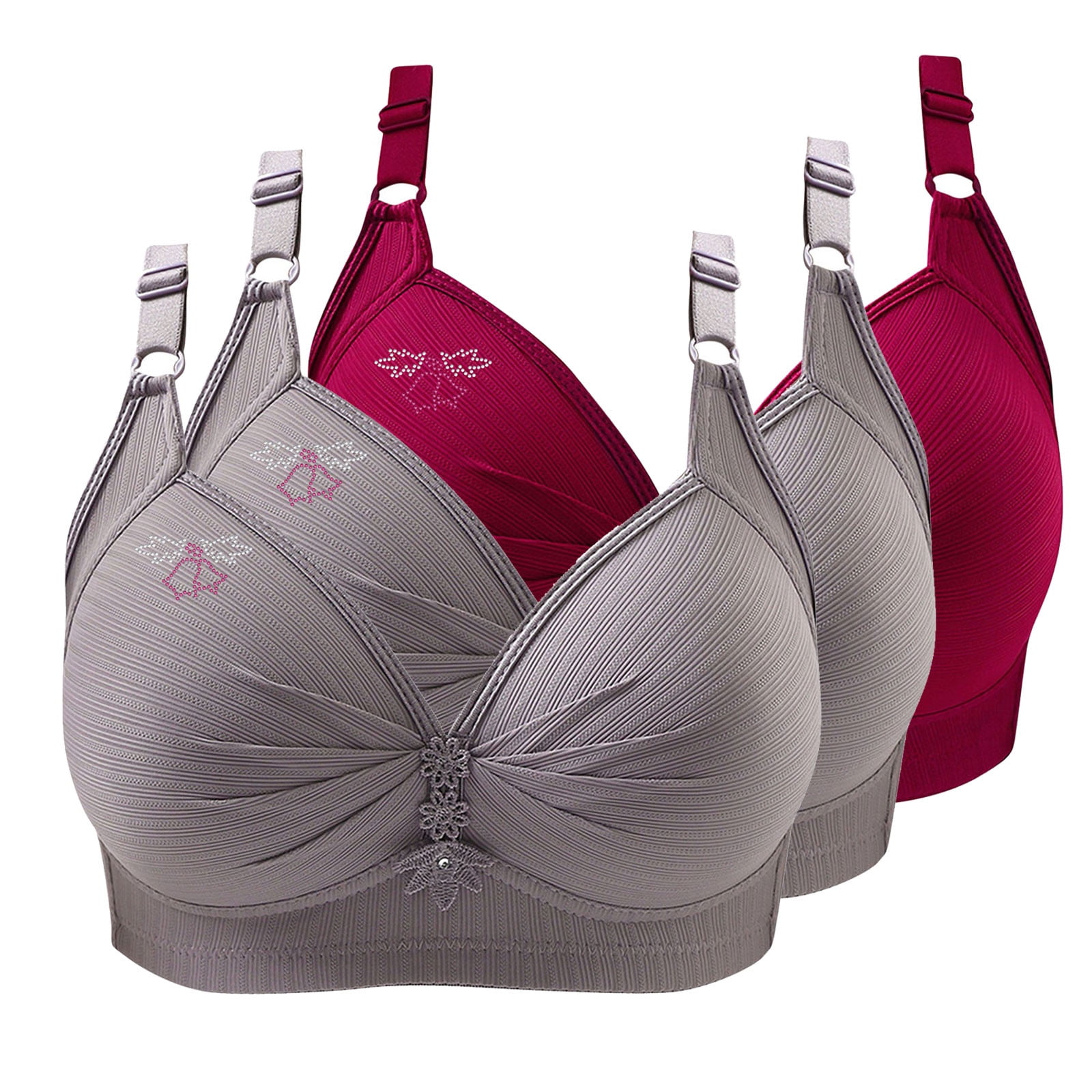 Under 10, 3PC Women's Large Daily Bra, Printing Gathered Underwear, No ...