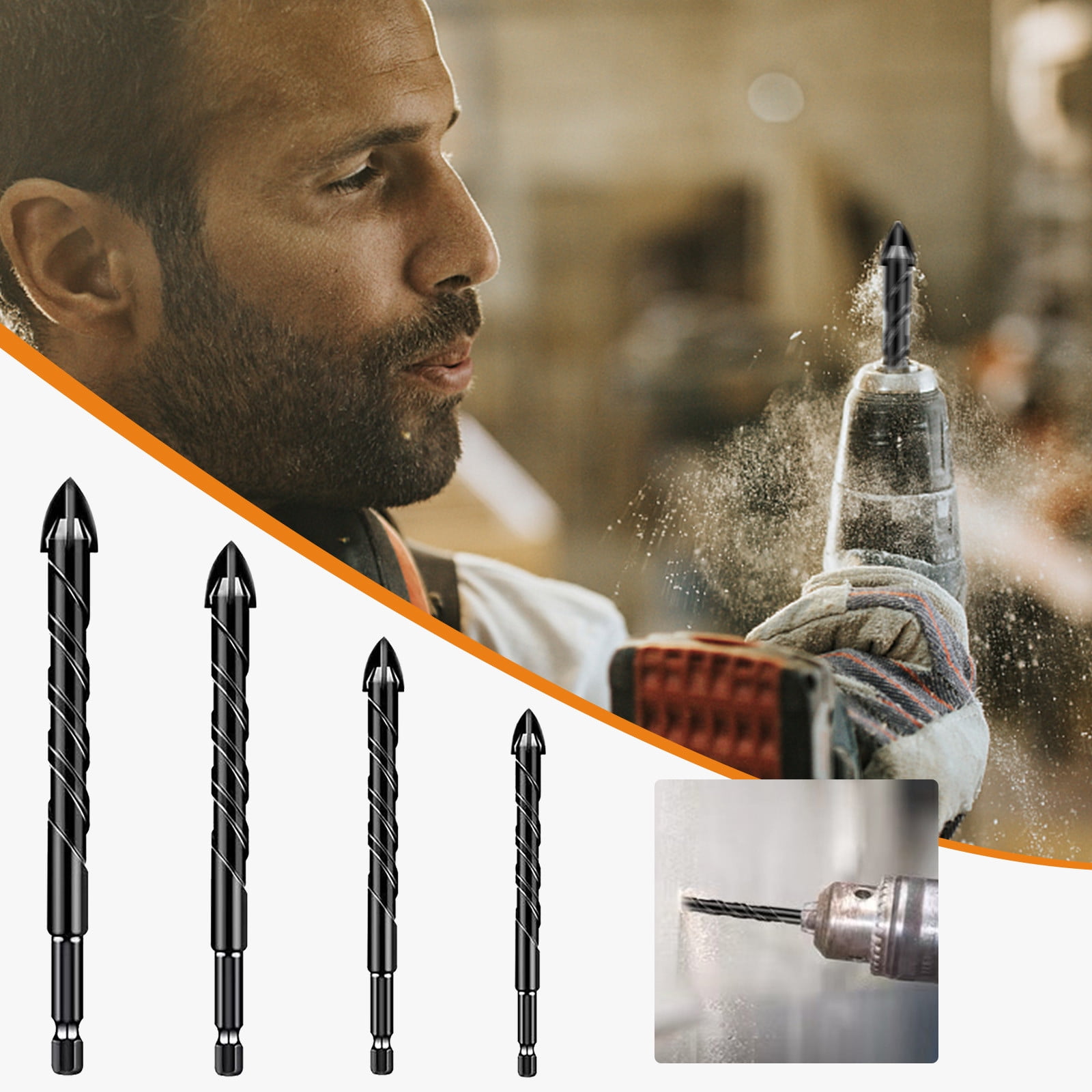 Under 10, 4 Blade Drill Bit, Ceramic Tile Hole Drill, Hexagonal Handle ...
