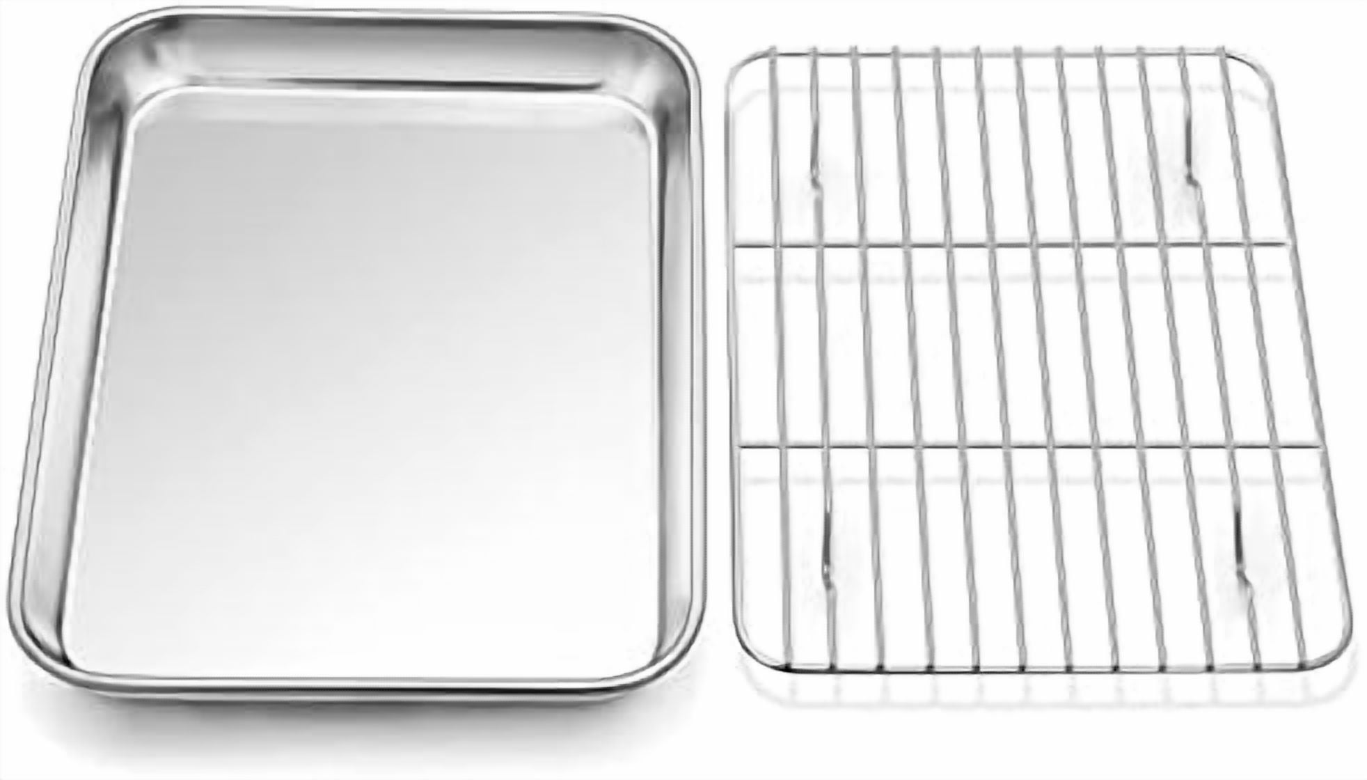 10.4 Inch Baking Sheet Pan with Rack Set, Stainless Steel Cookie Sheet ...