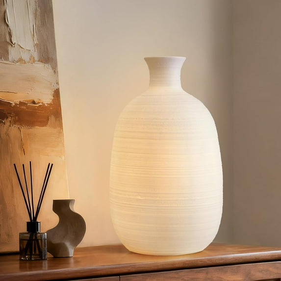 10.4" Modern Ceramic Table Lamp, Fully Dimmable Modern Bedside Lamps ...
