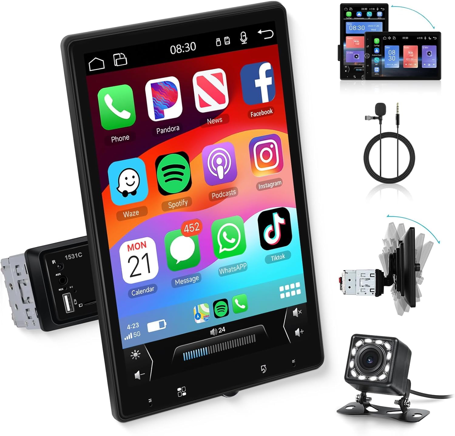 10.4" Single Din Single Din Touchscreen Stereo & , Radio Stereo ,Mirror ...