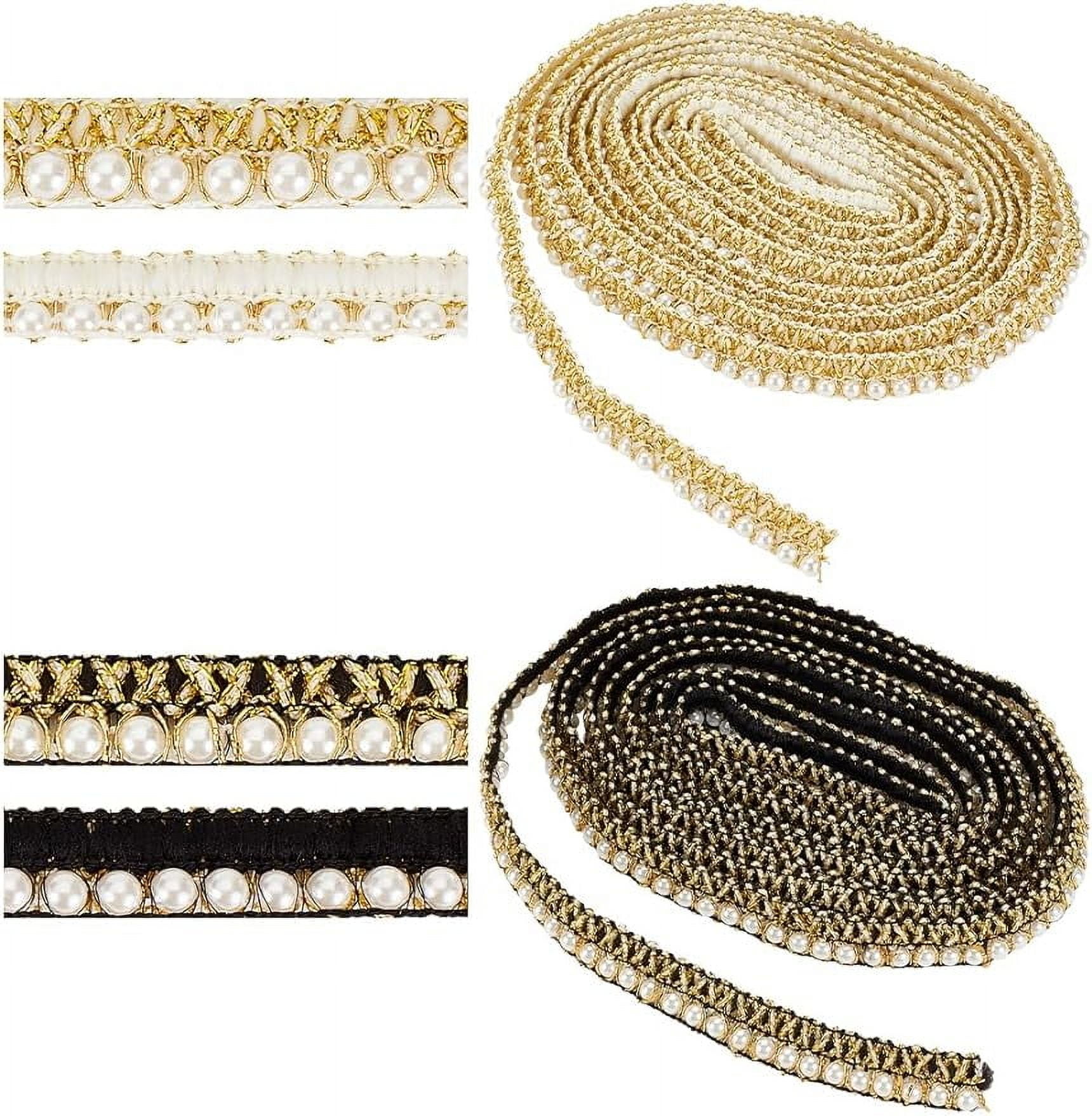 10.4Yards Beaded Pearl Braid Lace Trim 1/2 inch Fabric Woven Embroidery ...