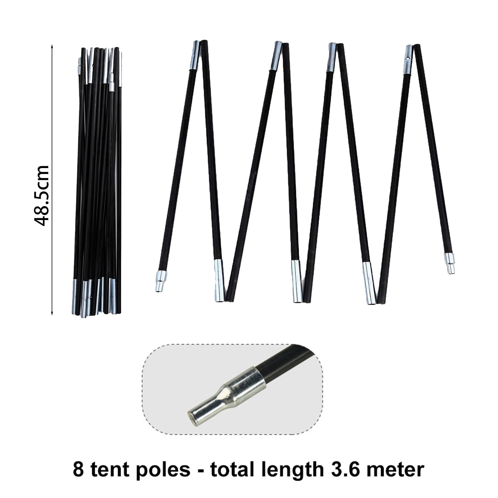 10.5-12.8Ft Fiberglass Tent Pole Replacement Tent Repair for Hiking ...