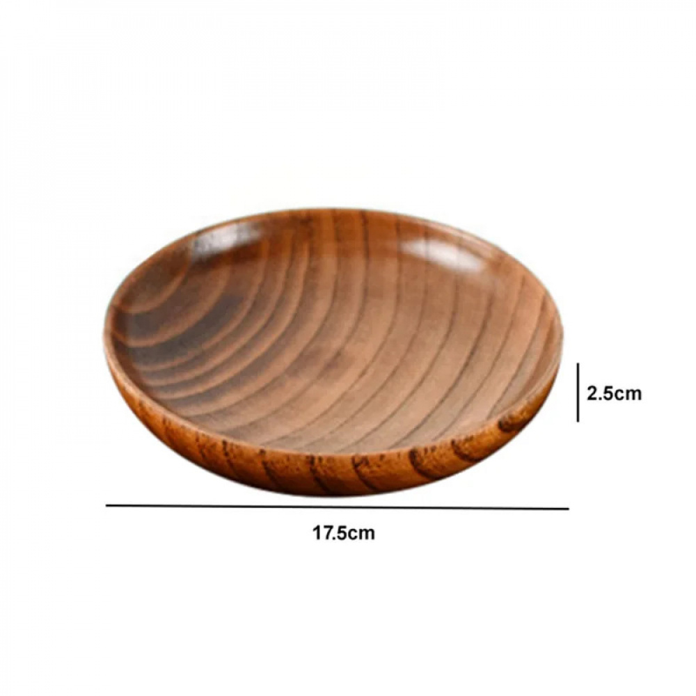 10.5-17.5cm Durable Acacia Wood Dinner Plates Unbreakable Round Wood ...