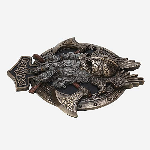 10 5/8" Viking Wall Plaque Valhalla Sculpture Cold Cast Bronzed Resin ...