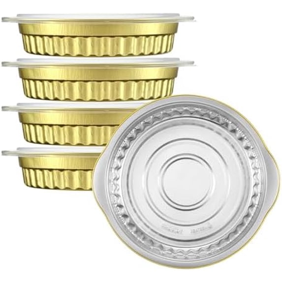 10.5” Aluminum Foil Pans with Built-In Handles & Snap-On Lids (5 Pack ...