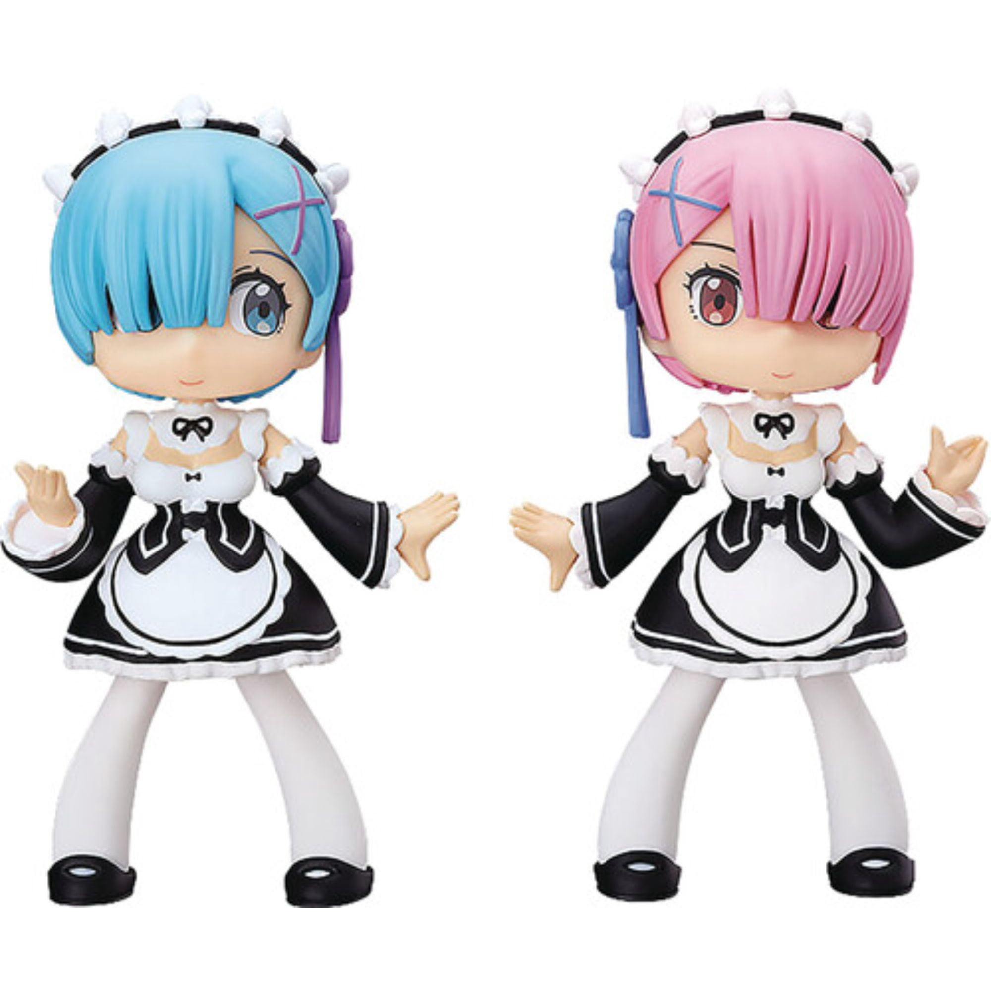 10.5" Blue and Pink Re Zero Starting Life Yurumari Rem with Ram Figure ...